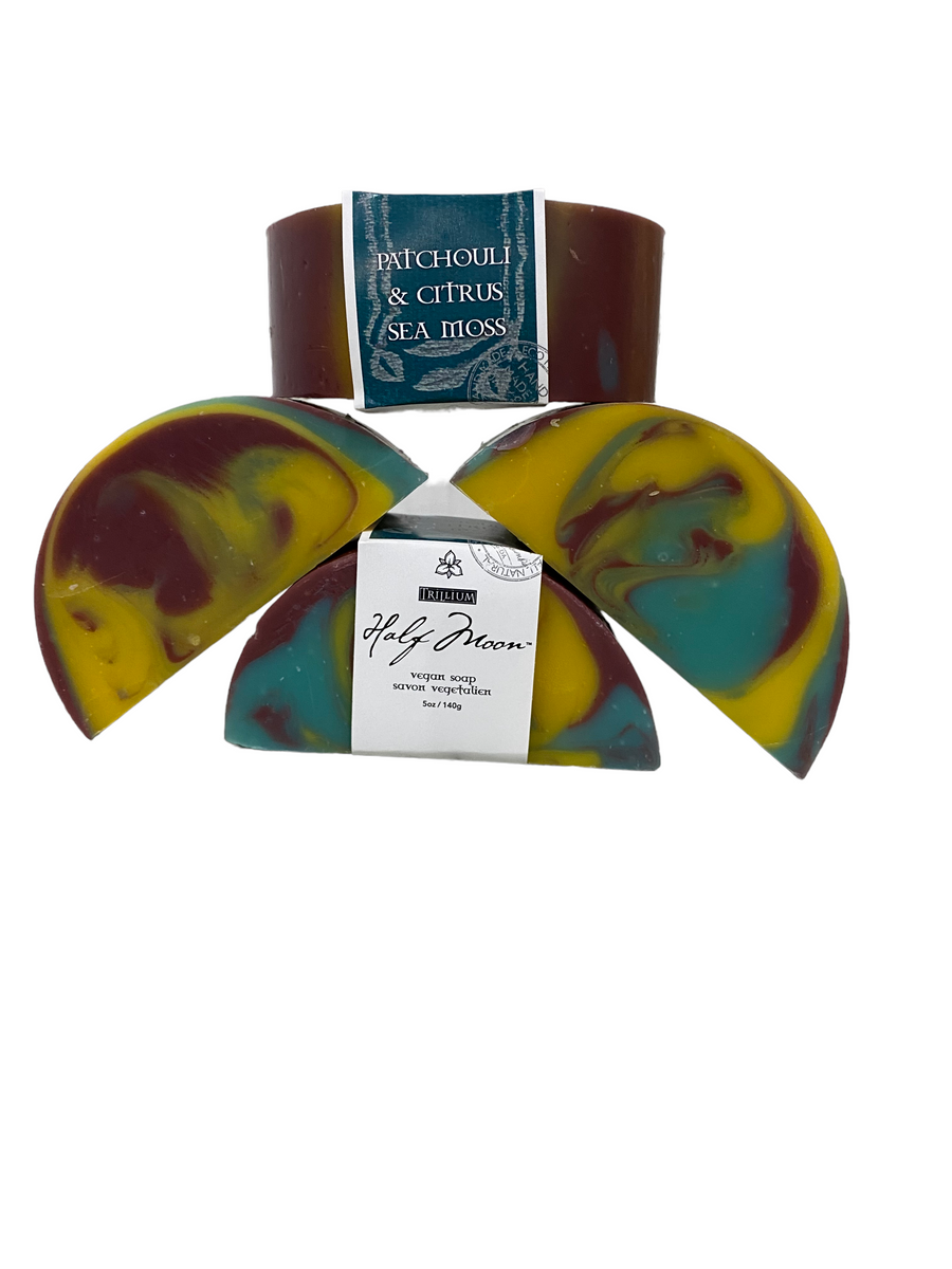 Half Moon Patchouli Citrus Sea Moss – Trillium Soaps and Candles
